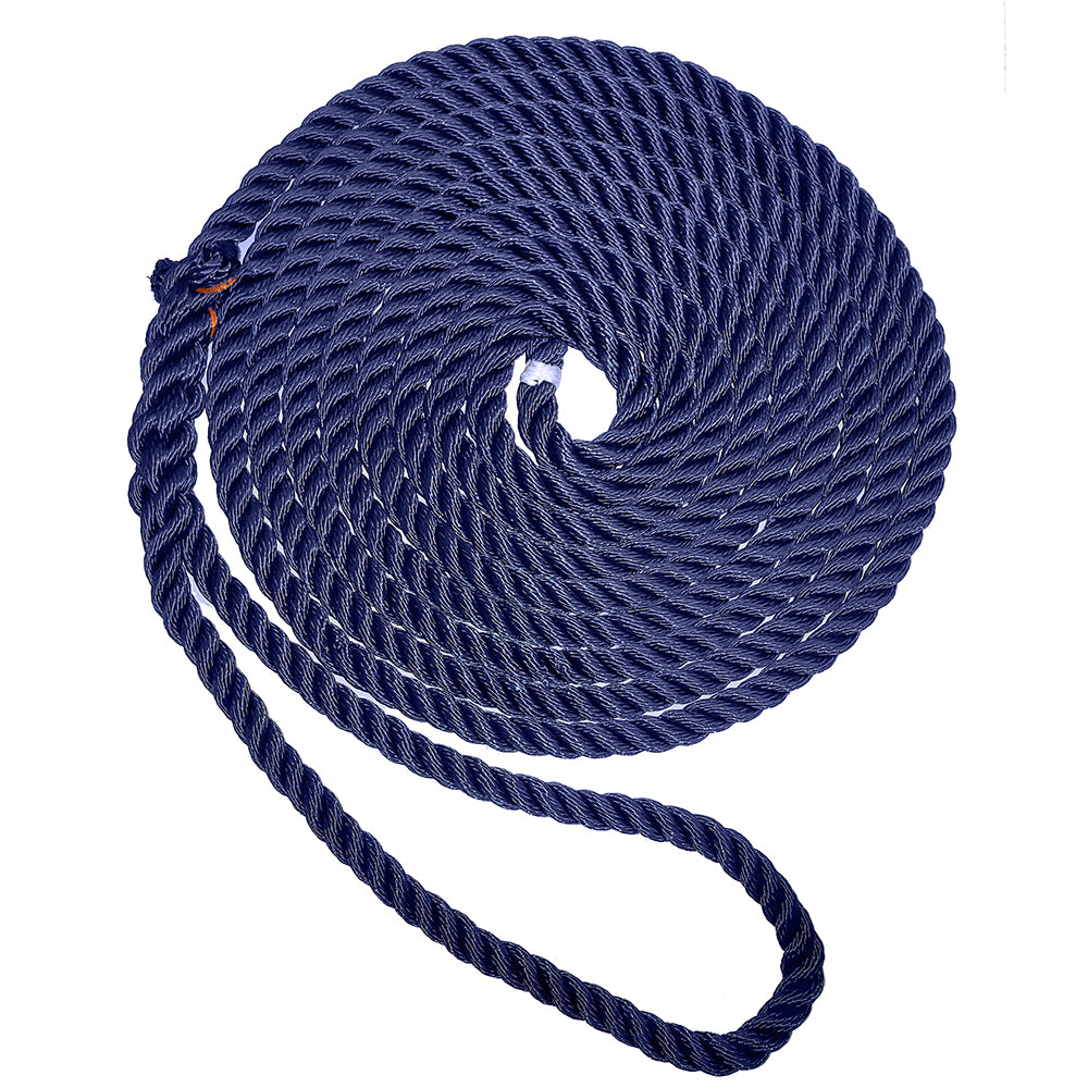 New England Ropes 5/8" Premium 3-Strand Dock Line - Navy Blue - 25 ...
