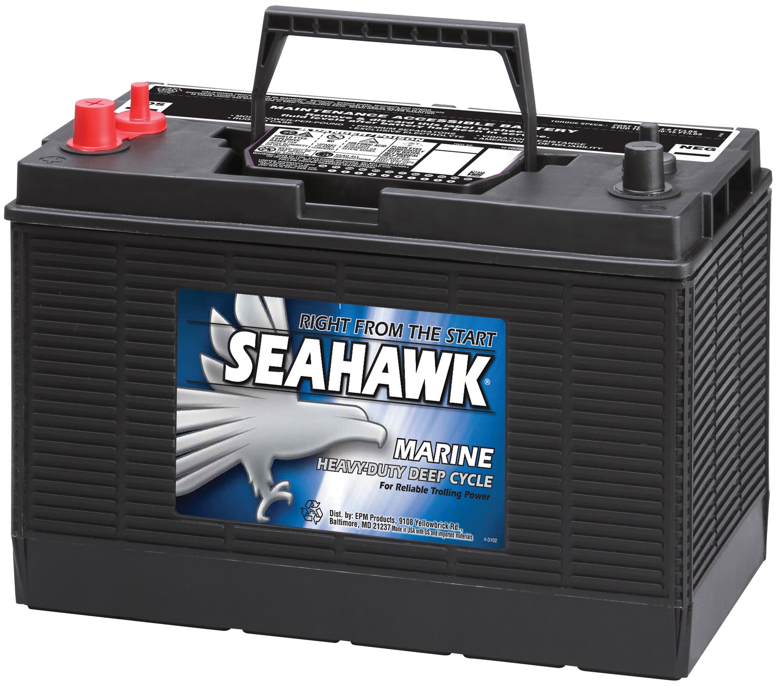 SeaHawk 12 Volt Marine Heavy Duty Deep Cycle Marine Battery — Freeport ...